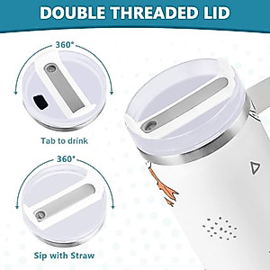 RPLIFE Cute Little Geese White Stainless Steel Tumbler, Insulated Cups with Lids, Coffee Tumbler for Women