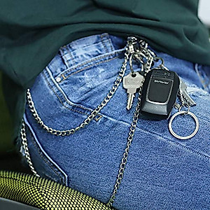 Wallet Chain, Teskyer 18" Silver Keychain with Both Ends Lobster Clasps and Extra 2 Rings for Keys, Wallet, Jeans Pants, Belt Loop, Purse Handbag-Silver