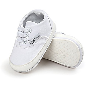 RVROVIC Baby Boys Girls Shoes Canvas Toddler Sneakers Anti-Slip Infant First Walkers 12Color (11cm (0-6months), White)