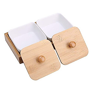 Ceramic Divided Serving Dishes, Ceramic serving tray, chips and dip serving dish, Removable Snack Bowls for Candy and Nut, Fruits, Condiment, Party