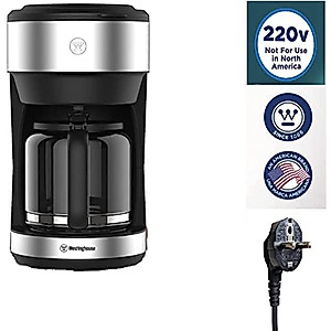 Westinghouse 220 volts Coffee Maker with Permanent Filter and Hot Plate - 6 to 10cup - Stainless Steel (NOT FOR USE IN USA)