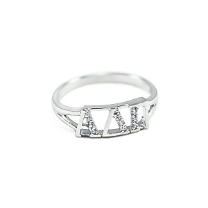 The Collegiate Standard Alpha Delta Pi Sorority Sterling Silver Ring with CZs