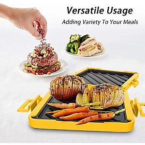 Microwave Toastie Sandwich Maker,Microwave Grilled Cheese Maker,Toastie Maker with Adjustable Silicone Straps,Dishwasher Safe,No Electricity,Wireles,Non-stick Coating for Sandwiches Hot Dogs (Yellow)