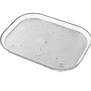 Fridge Turntable Organiser Kitchen Food Storage Tray Transparent Square 360°Rotatable Shelf Space Organizer Tray Countertop Spice Organiser for Cabinet Table Pantry Kitchen Countertop