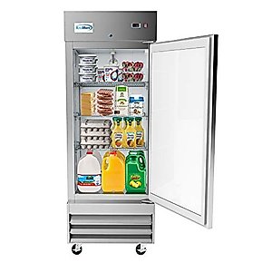 KoolMore 29" Stainless Steel Solid Door Commercial Reach-in Refrigerator Cooler - 19 cu. ft (RIR-1D-SS-19C)