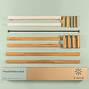 ZINUS Moiz Wood Platform Bed Frame / Wood Slat Support / No Box Spring Needed / Easy Assembly, Natural, Queen
