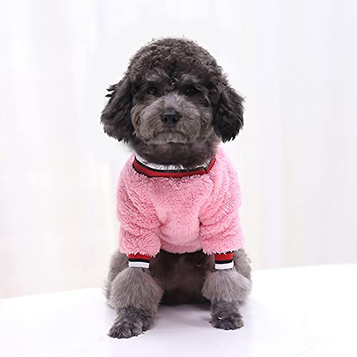 Flannel Classic Pet Puppy Sweater for Small Dogs Winter Warm Dog Clothes Soft Doggie Sweater Fashionable Dog Coat Dog Sweatshirts Dog Pullover Dogs Cats (1 Pack, Pink, L)