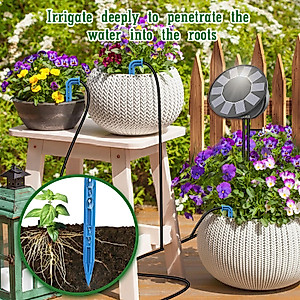 TRJZWA Solar Automatic Drip Irrigation System Kit, DIY Irrigation System for Garden Outdoor/Indoor Gardening System, Plant Watering System Drip Irrigation System, 9 Timing Modes with Anti-Siphon Set