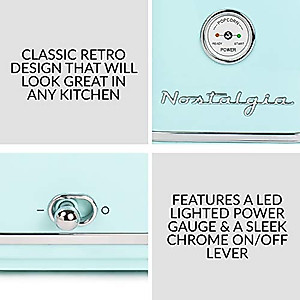 Nostalgia Hot-Air Electric Popcorn Maker, 12 Cups, Healthy Oil Free Popcorn with Measuring Scoop, Retro Aqua