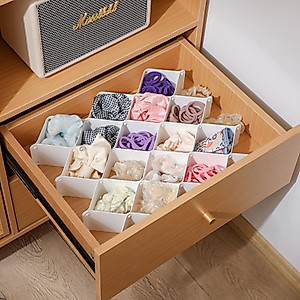 ROUFA Drawer Dividers Organizers, Plastic Drawers Organizer for Panties and Bras, Honeycomb Drawer Separator for Socks, Leggings, Belt and Scarf (2 Sets of White)