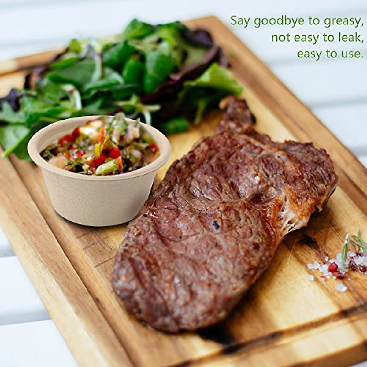 Vmiapxo 60 Sets 2oz Natural Bagasse Fiber Condiment Cups with Lids, Compostable Sauce Condiment Containers Disposable Paper Dishes Serving Sample Cups for Snack Tasting Charcuterie