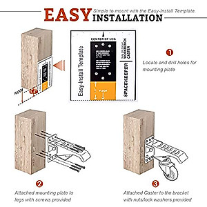 SPACEKEEPER Workbench Casters kit 660 Lbs - Retractable Casters Heavy Duty Bench Caster Wheels Designed for Workbenches Machinery & Tables, 4 Pack