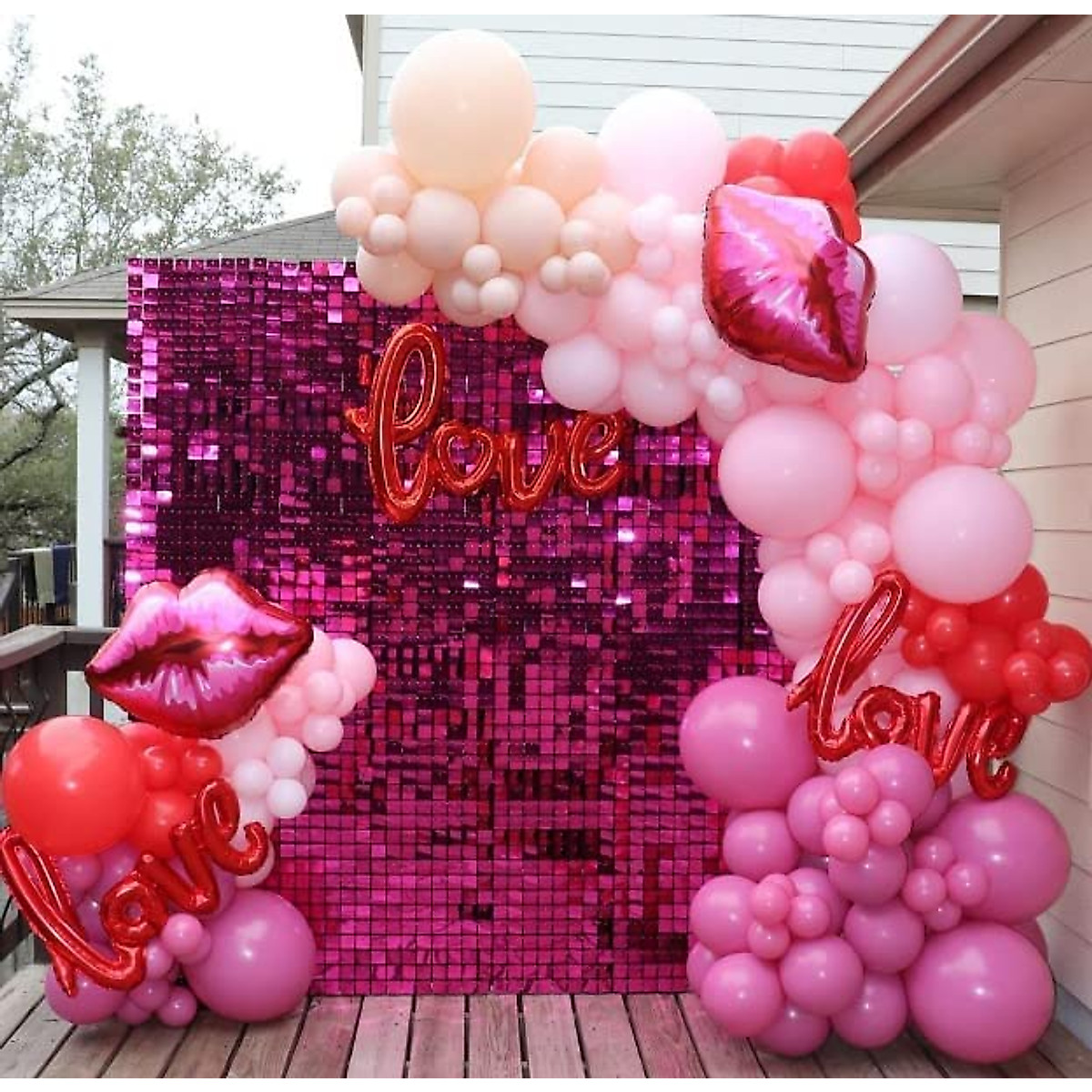 Shimmer Wall Backdrop Hot Pink Shimmer Wall Panels Valentines Backdrop Glitter Photo Background Sequin Backdrop for Birthday Anniversary Wedding Engagement Decoration,Pack of 24