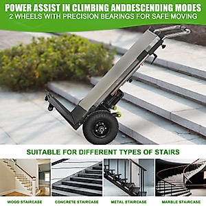 NETSOLAR Electric Stair Climbing Hand Trucks Dolly Cart for Moving 880lb Heavy Duty Folding Stair Climber Cart Hand Trolley Motor Battery Powered for Furniture Family Logistics Warehouse