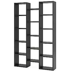 LITTLE TREE 14 Cube Bookshelf Bookcase for Small Space,Black