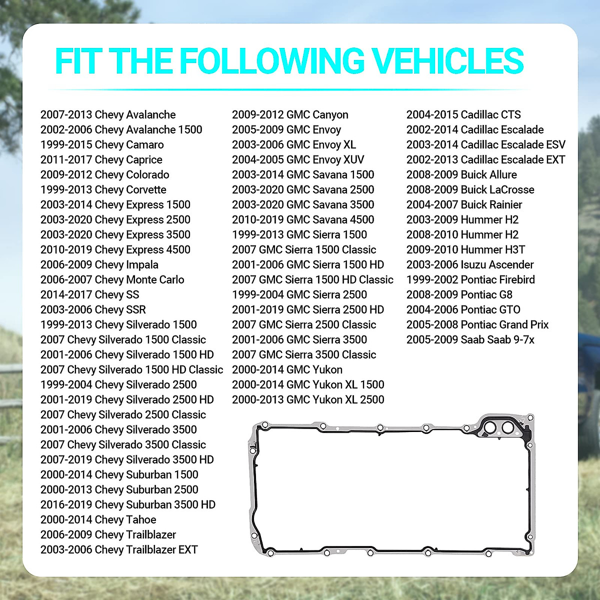 Oil Pan Gasket Set - Compatible with 4.8L 5.3L 6.0L 6.2L Chevy Silverado, Suburban, Tahoe, Trailblazer, GMC Sierra, Yukon, Cadillac Escalade - Replace 12612350 OS30693R