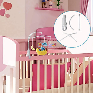 Baby Mobile Holder, 23 Inch Easy-Clamp Crib Mobile, Adorable Baby Crib Mobile with Toy Doll Space Star Moon Slumbers, Infant Stim-Mobile for Cribs