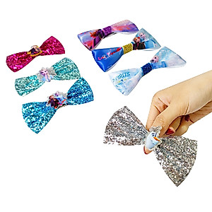 Frozen 2 Girls 7 Small Bow Bundle, Hair Bows for Girls - Ages 3+