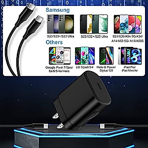 A54 Super Fast Samsung 25W Type C Charger USB C Charging Block for Samsung Galaxy A53 A14 A13 5G,A34,S23 S22 Ultra,S21 FE,S20,A03S,Z Flip4 Fold4,Wall Charger Plug Box+6FT C Andriod Phone Charger Cable