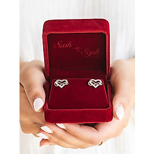 Sash & Soph Sterling Silver Infinity Heart Cubic Zirconia Earrings, 925 Metal Type, Women's Stud Earrings