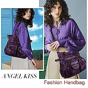 Angel Kiss Purses and Handbag for Women Soft PU Leather Shoulder Handbag Women Tote Satchel Bags Top Handle Satchel