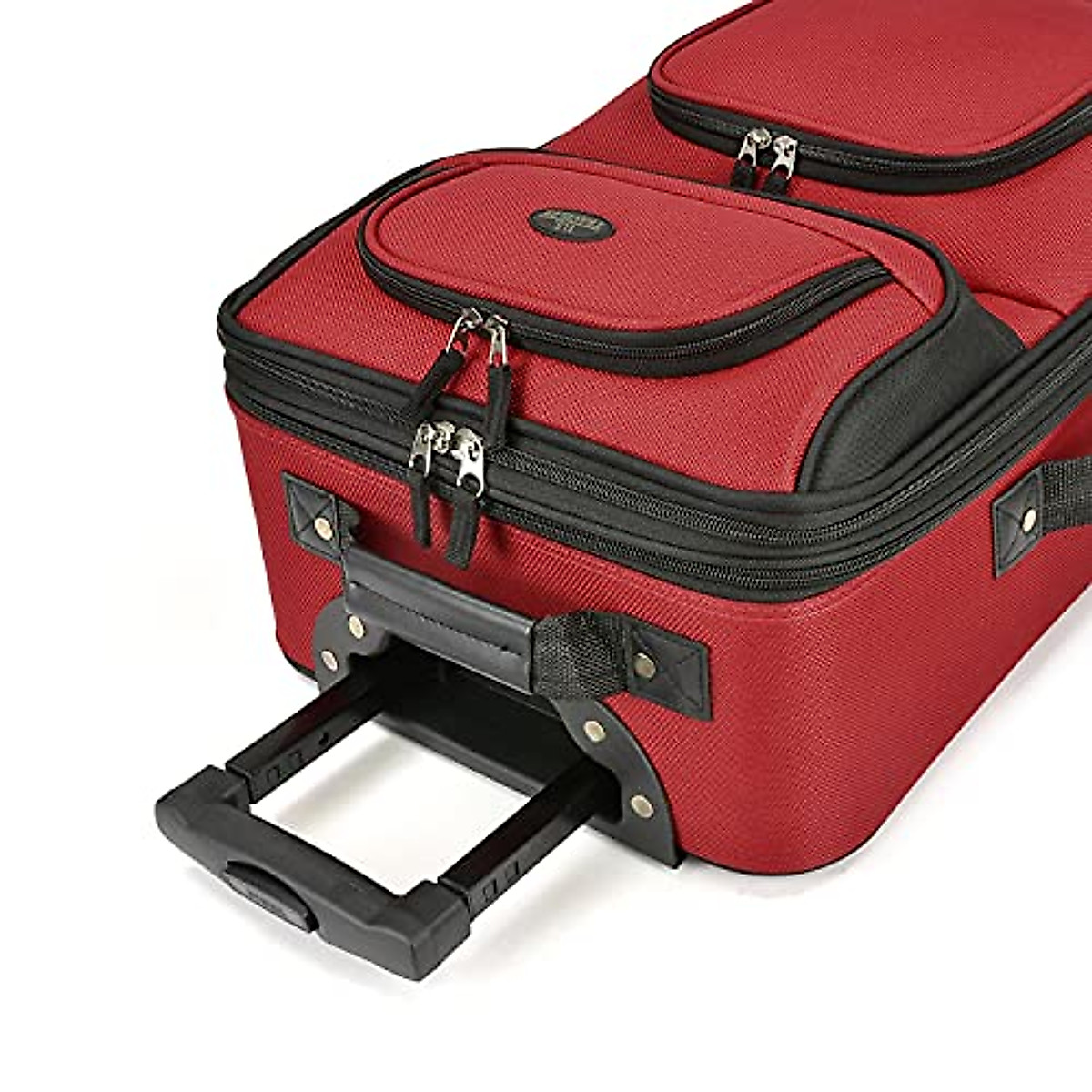 U.S. Traveler Rio Rugged Fabric Expandable Carry-On Luggage Set, Red, 2-Piece Set