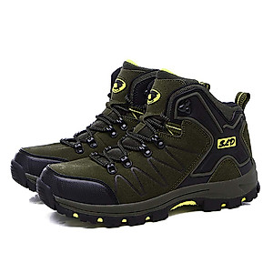 Fheaven Women Safety Boots Lace up Composite Toe Cap Kevlar Work Shoes Green