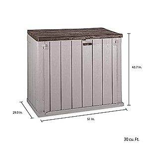 Toomax Stora Way All-Weather Outdoor XL Horizontal 5' x 3' Storage Shed Cabinet for Trash Can, Garden Tools, & Yard Equipment, Taupe Gray/Brown