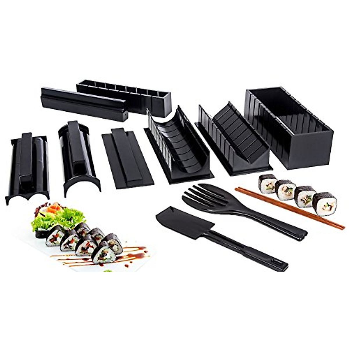 Sushi Making Kit-with Complete Rice Press Mold Set-in Various Shapes & Sizes-Round Triangle Square Rectangle Mickey Mouse Ears-Perfect Roll Maker Tools-for Maki Nigiri-Make Your Own Sushi At Home