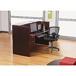Alera ALEVA327236MY Valencia Series 71 in. x 35.5 in. x 29.5 in. - 42.5 in. Reception Desk with Counter - Mahogany