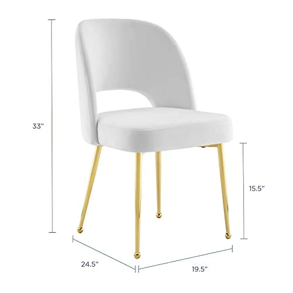 Modway Rouse Performance Velvet Dining Side Chair in White