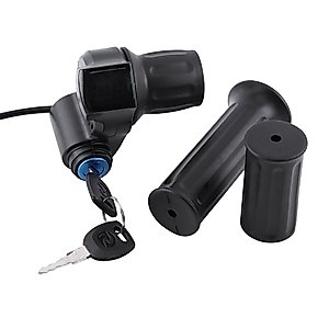Tbest Half Throttle Electric Bike,Universal E Bike Throttle Grip Electric Bike Motor Scooter Speed Controller & Cable Set,12V 99V Half Wrist Grip Throttle Handle with LED Display Key