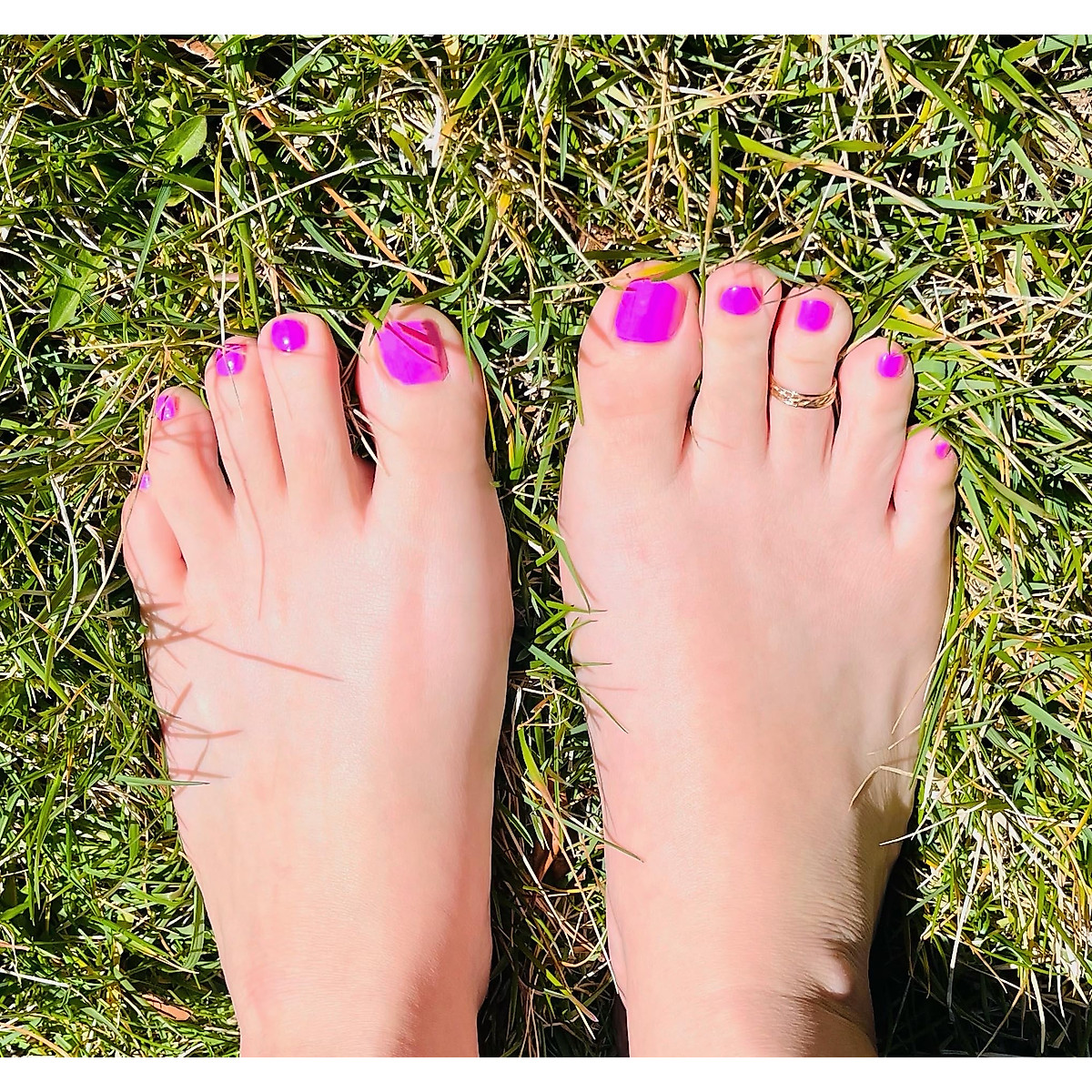 Toe Rings | 3 Stackable 14K Gold Fill Rings | Skinny Band and Braid Ring Stack | Unisex (4.5)