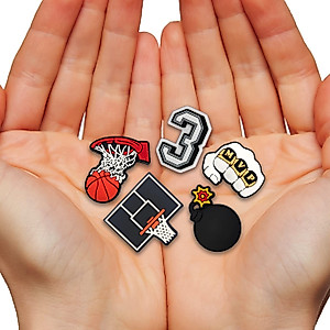 dntt 16Pcs basketball shoe charms for boys Sport Shoe Decoration basketball Game Accessories for Adults boys Girls kids Women Party's Favor