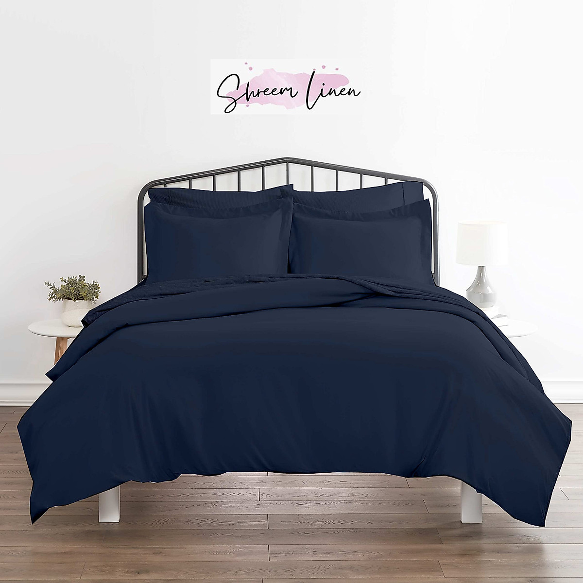 Navy Blue Duvet Covers Oversize King Size Brushed Microfiber Soft Light-Weight, King Duvet Cover Set - 3 Pieces with Zipper Closure, 1 Duvet Cover 98x120 inches and 2 Pillow Cases