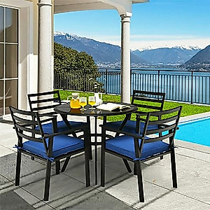 ZLXDP 5PCS Outdoor Patio Dining Chair Table Set Cushioned Sofa Glass Garden