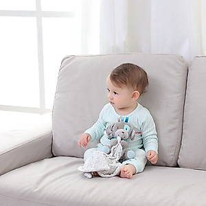 Inchant Puppy Security Blanket Baby Soothing Blanket with Animal Head, Unisex Baby Plush Blankie for Toddlers Kids(Dog Grey)