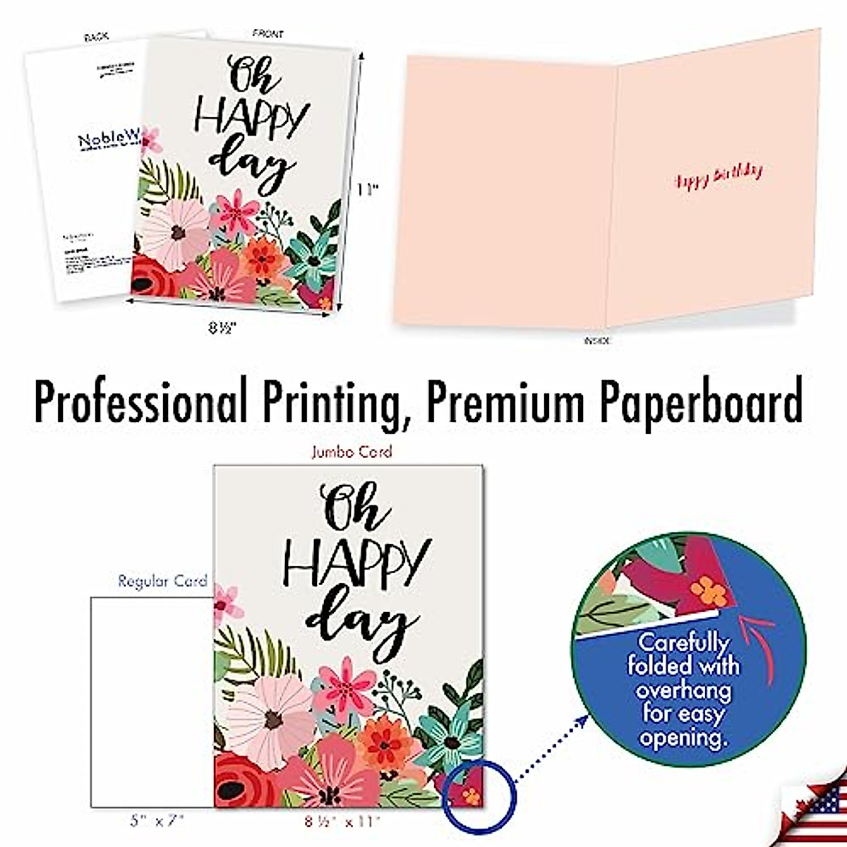 The Best Card Company - 1 Large Birthday Card with Envelope (8.5 x 11 Inch) - Fun Celebration Card for Birthdays - Optimisms J6631GBDG