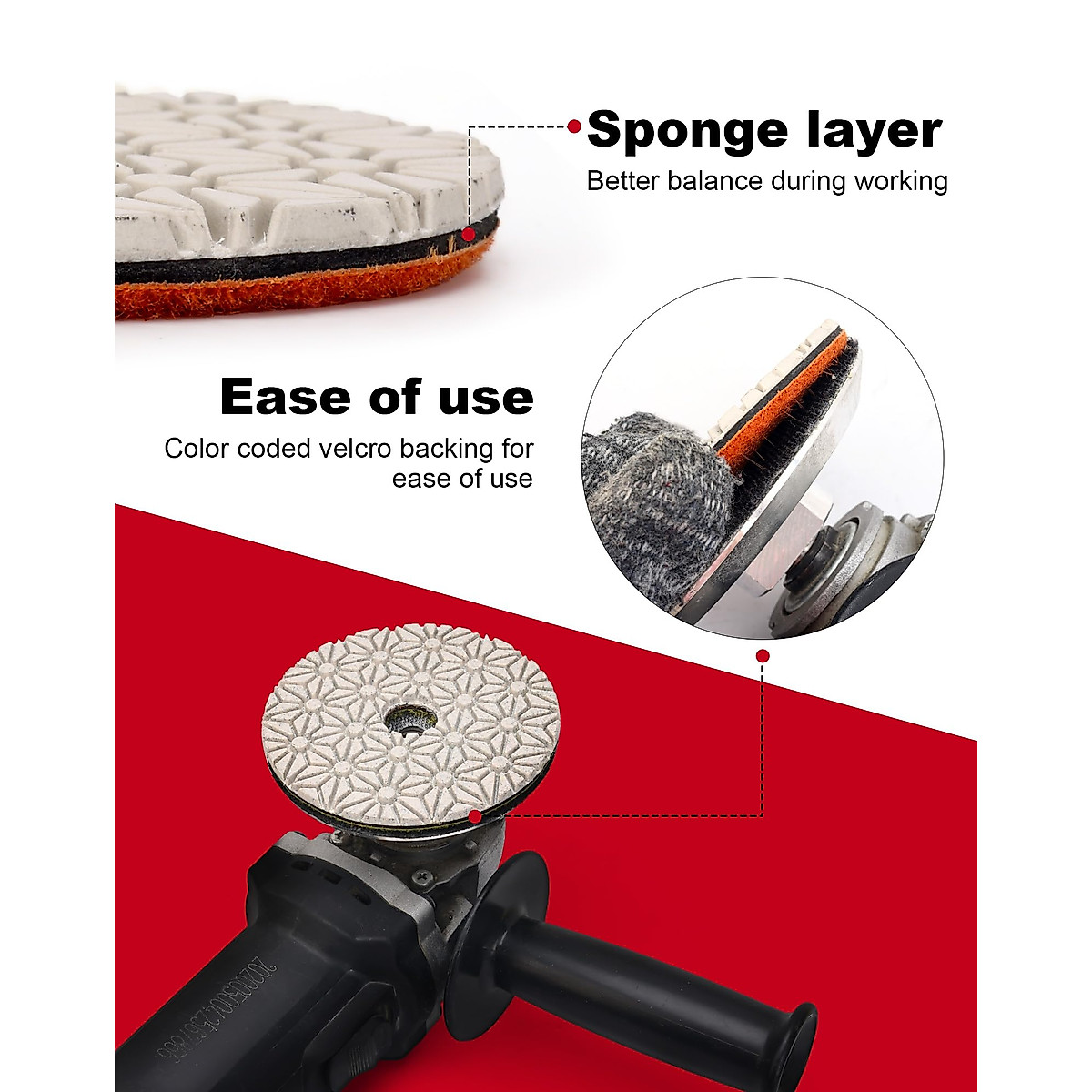 Casaverde 3 Step Diamond Polishing Pads 4 Inch Dry or Wet for Granite Marble