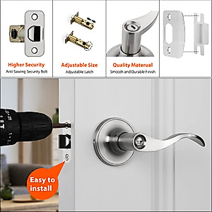 Haidms 6 Packs Brushed Nickel Door Handles Interior, Silver Door Handles,Privacy Door Handle Interior, Door Knobs Interior Brushed Nickel