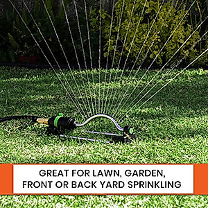 Flexi Hose 17-Hole Oscillating Sprinkler - Metal Sprinkler Covers Up to 2,960 Sq. Ft. - Even Watering Coverage with No Puddling via 17 Nozzles - Great for Lawn, Garden, Front or Back Yard Sprinkling