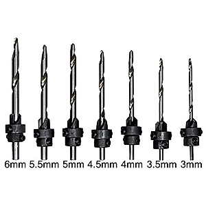 Bastex 7 Piece Countersink Drill Bit Set. Great Carpentry Reamer, Made for Woodworking. Screw Hole Cutter with Adjustable Depth