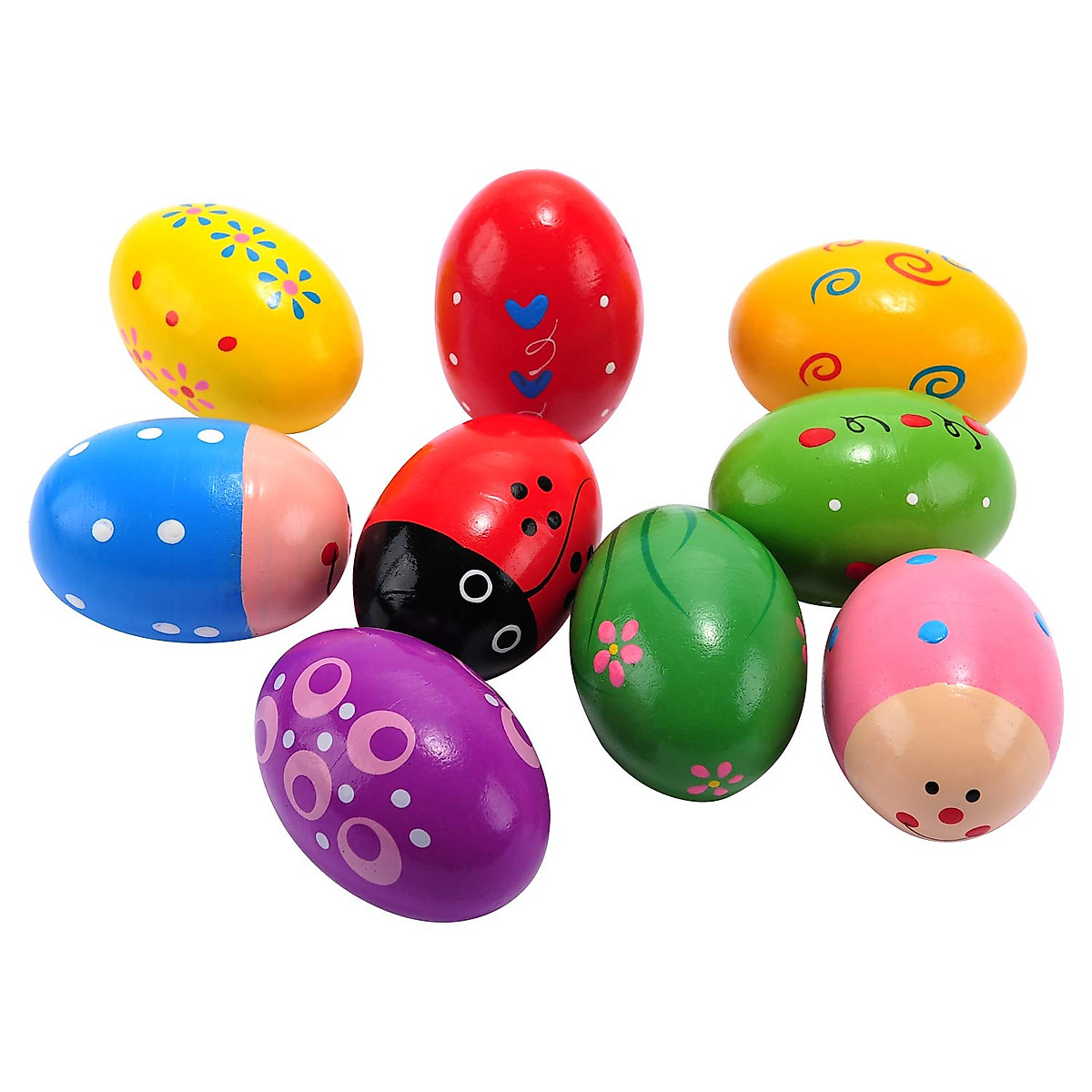 Easter Wooden Egg Shakers Maracas for Party Favors, Classroom Prize Supplies and Percussion Musical Instrument(9 PCS)