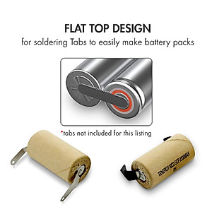 Tenergy NiCd SubC 2200mAh Paper Wrapped Rechargeable Battery Flat Top with Tabs, 15 Pack