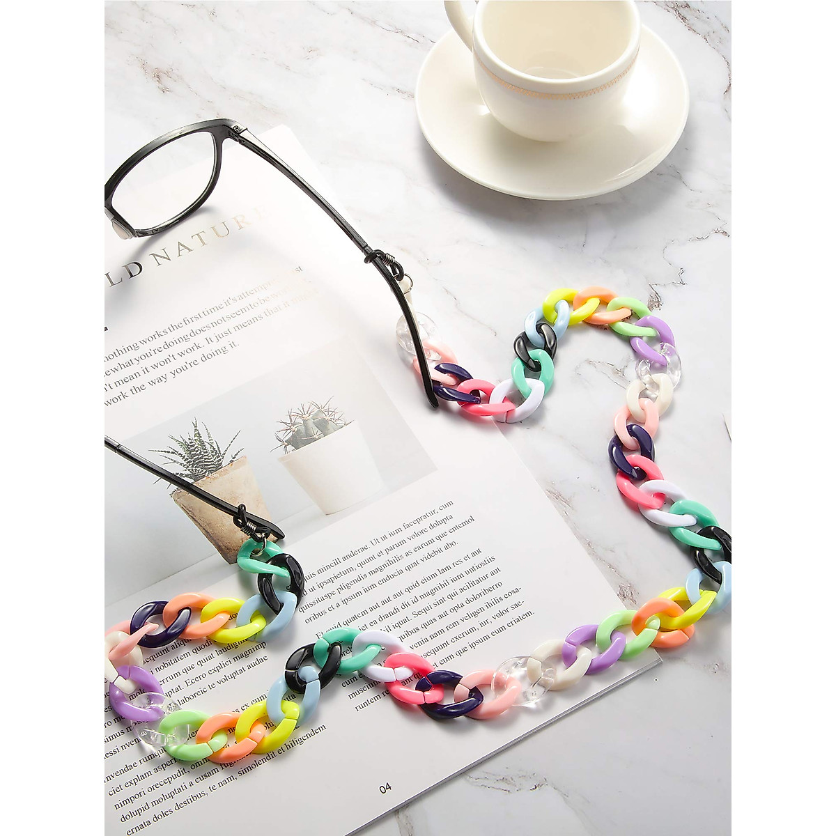 Frienda 9 Pieces Acrylic Eyeglass Chain Sunglasses Reading Strap for Women Men Eye Glasses Holder Necklace Around Neck Eyewear Retainer