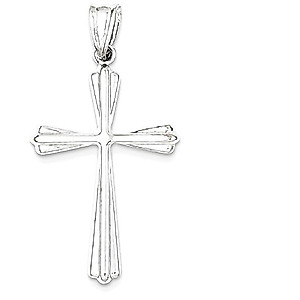 IceCarats 14K White Gold Holy Cross Necklace Religious Pendant Jesus Christ Charm Only
