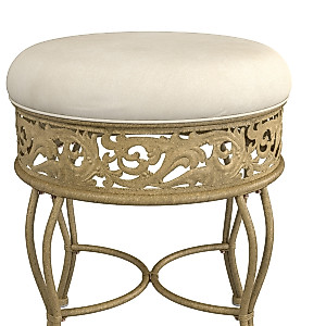 Hillsdale Villa III Upholstered Backless Vanity Stool, Antique Beige