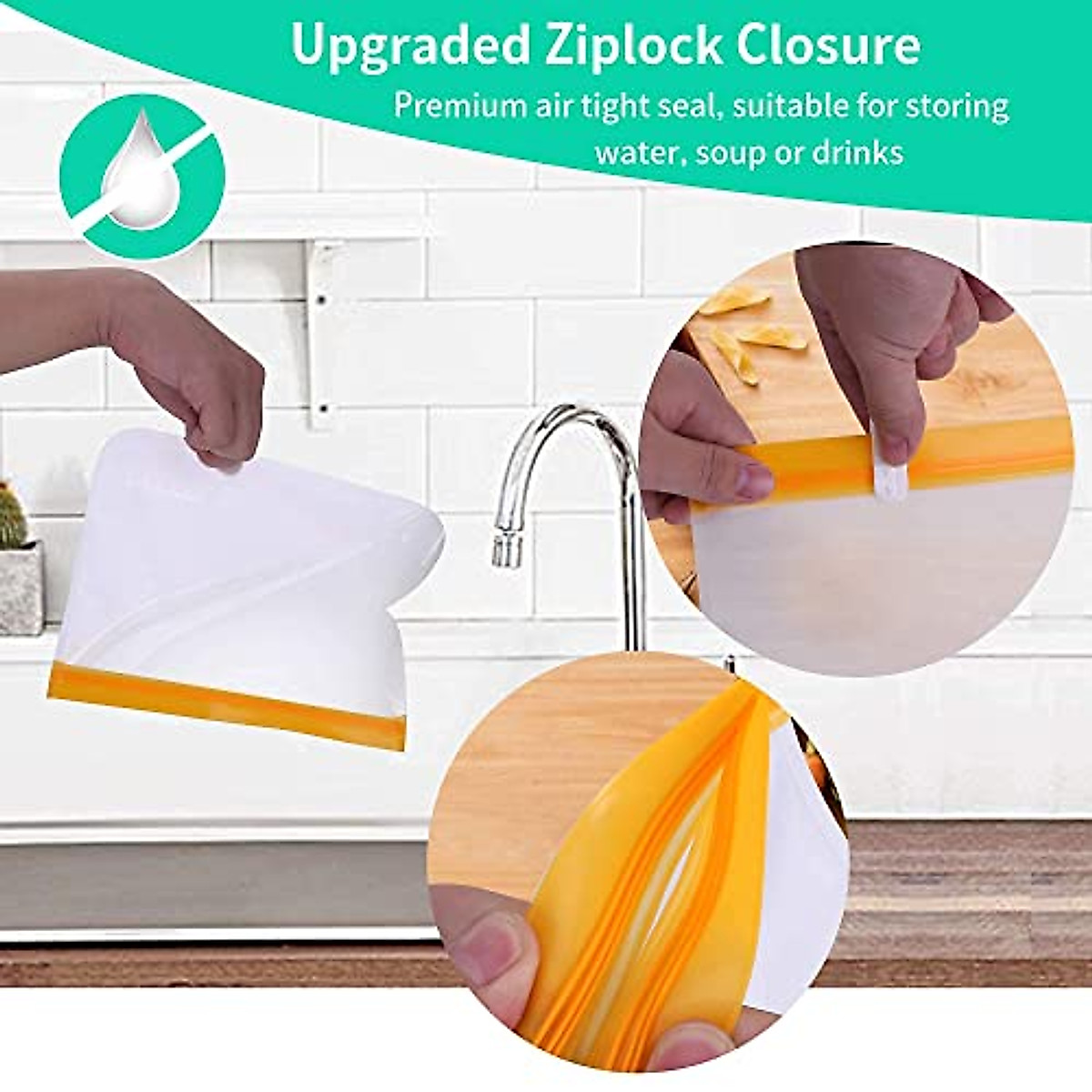 Reusable Storage Bags - 12 Pack Food Storage Bags(5 Ziplock Lunch Bags + 5 Reusable Snack Bags + 2 Leakproof Reusable Gallon Bags) BPA Free Freezer Ziplock Lunch Bags Leakproof Reusable Sandwich Bags