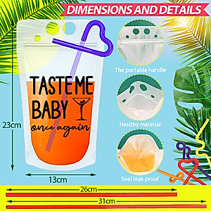 40 Sets Drink Pouches for Adults with Straws,Plastic Drink Bags with Zipper Party Beverage Bags,Bachelorette Party favors juice Party pouches for adults(10 Styles)