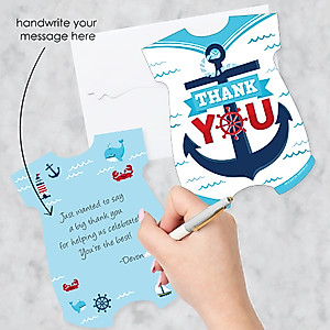 Big Dot of Happiness Ahoy It’s a Boy - Shaped Thank You Cards - Nautical Baby Shower Thank You Note Cards with Envelopes - Set of 12